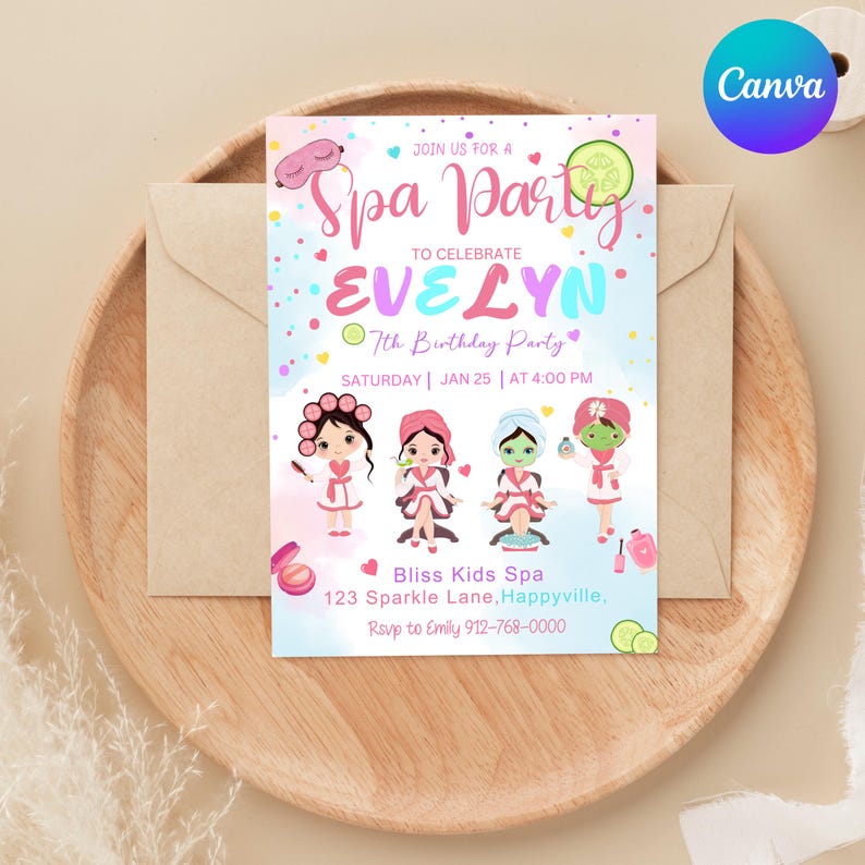 Spa Party Birthday Invitation, Spa Birthday Party Invitation Spa ...