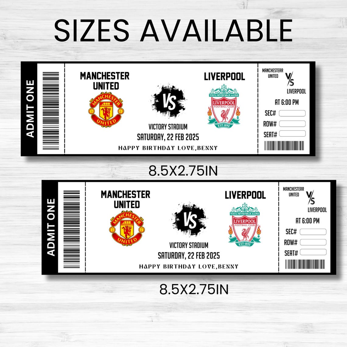 Editable Football Ticket, Football Game Ticket Gift, Birthday Gift for ...