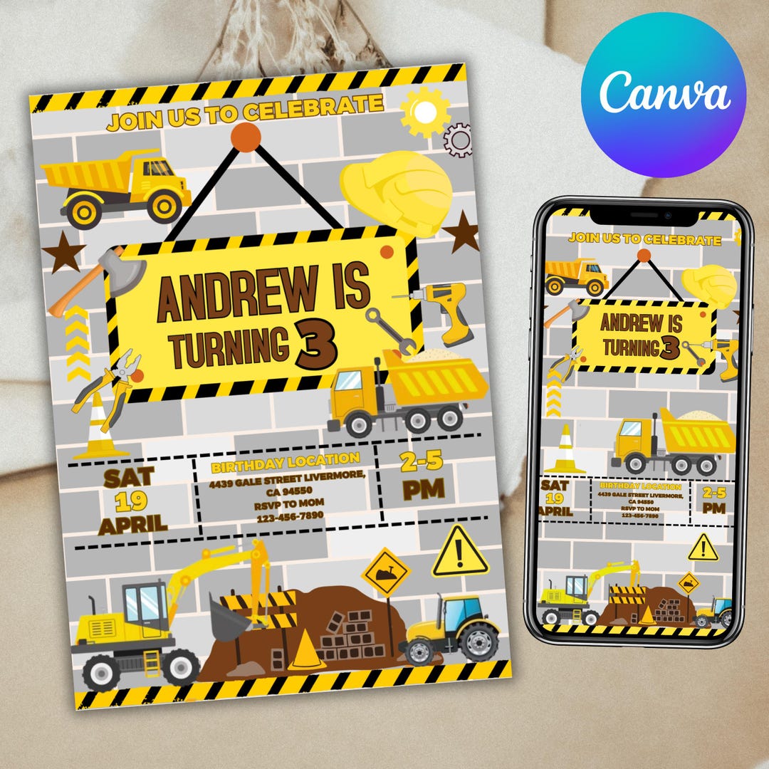 Construction Birthday Invitation Dump Everything Birthday Invite ...
