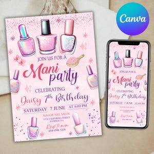 Mani Birthday Party Invitation, Birthday Party Invite, Spa Day Birthday ...