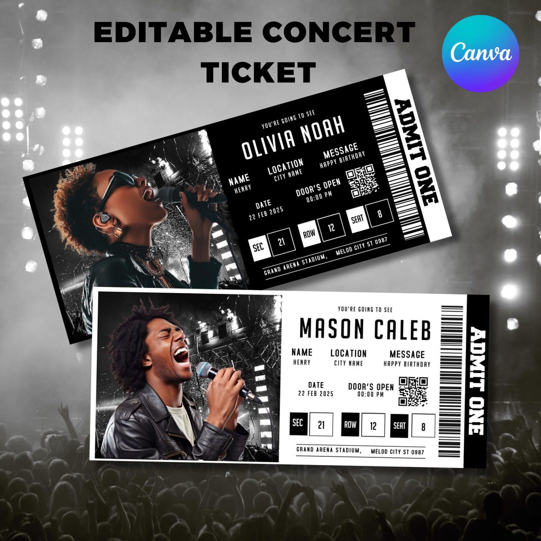 Editable Concert Ticket Template, DIY Event Ticket, Surprise Gift ...