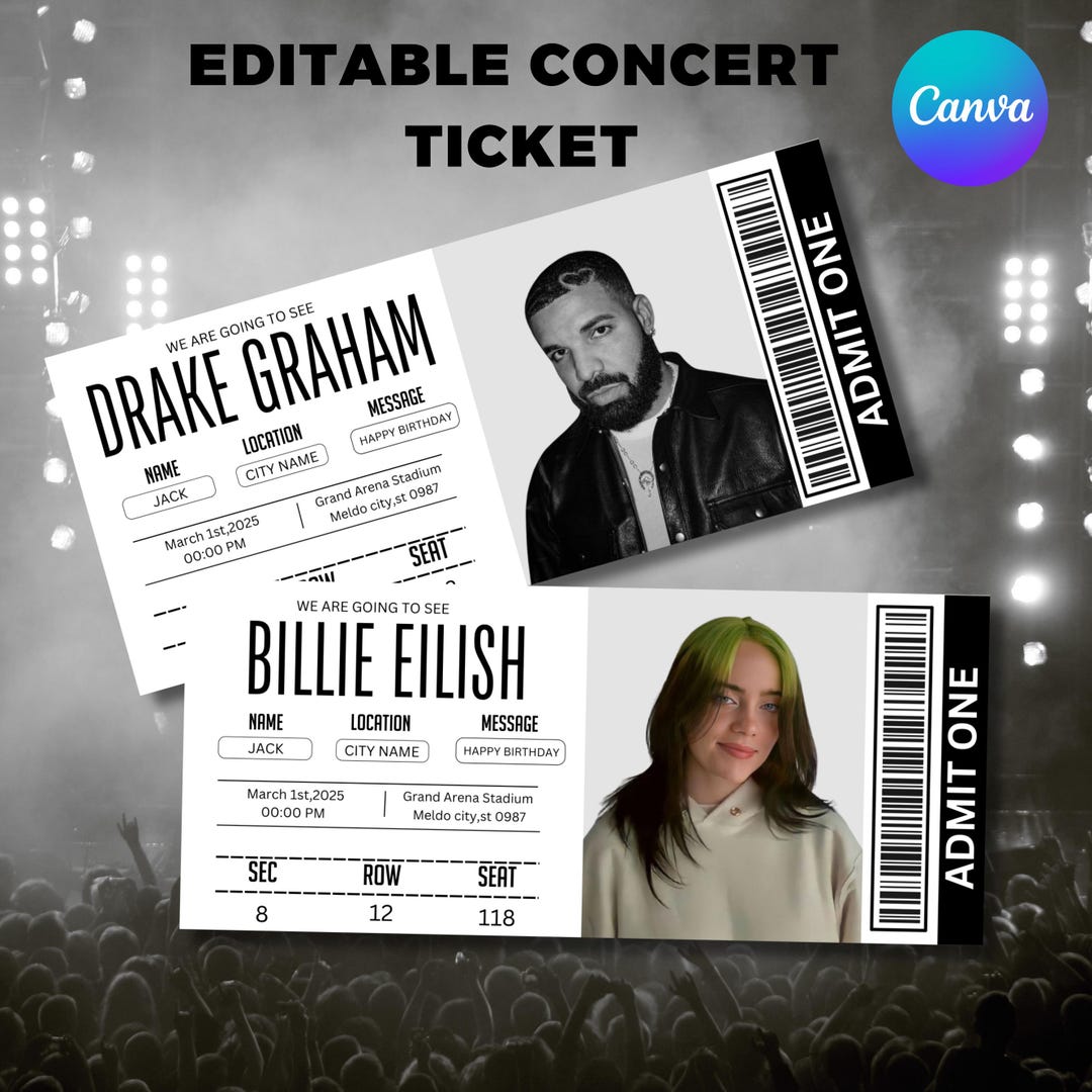 Editable Concert Ticket Template, DIY Event Ticket, Surprise Gift ...