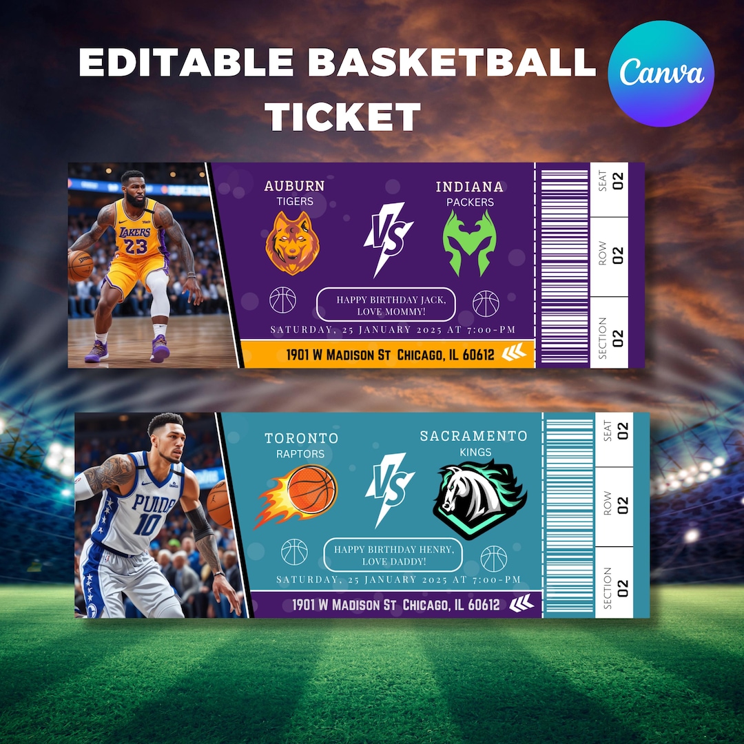Basketball Ticket Templates, Ticket Templates, Personalized Sports ...
