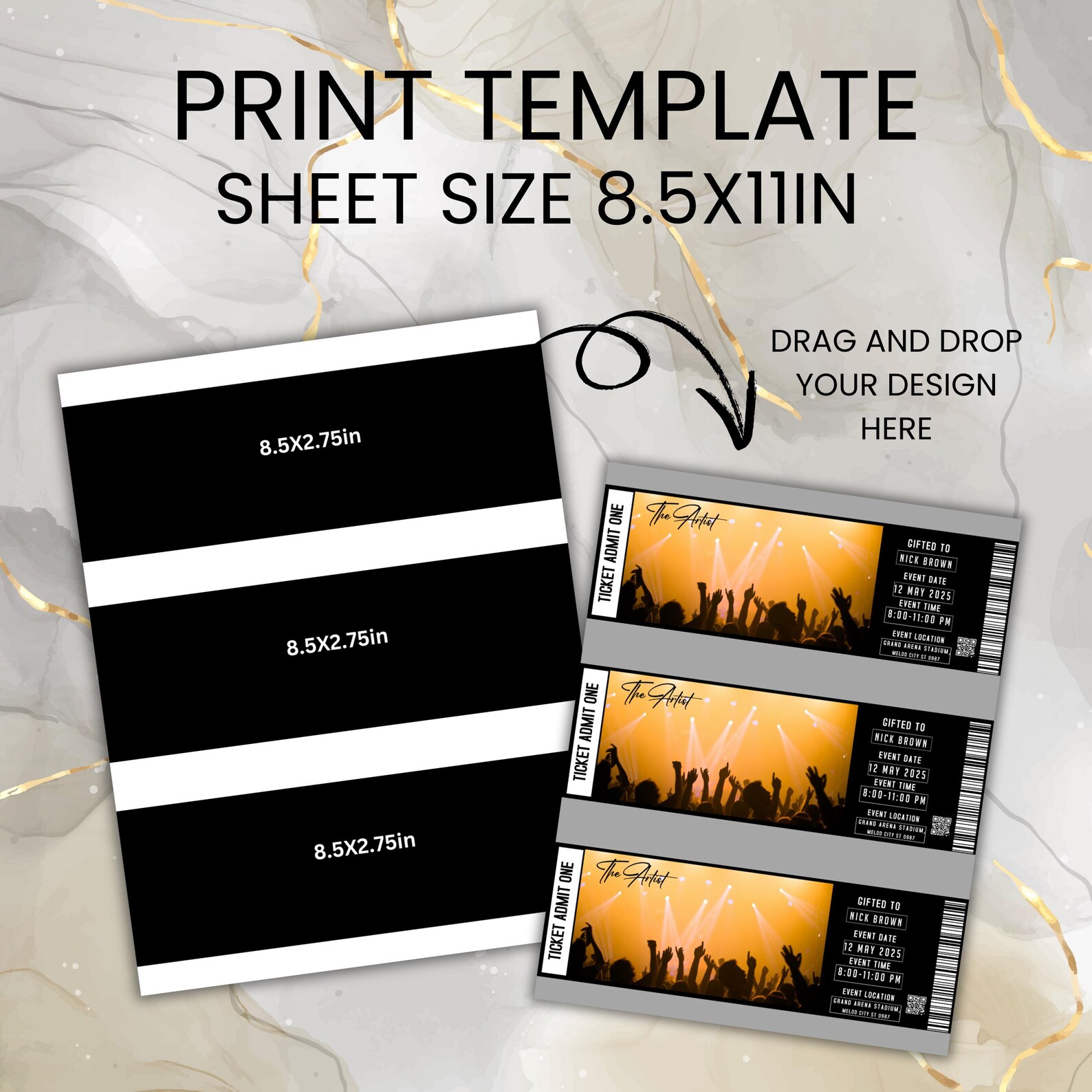 Editable Concert Ticket, Custom Concert Ticket, Concert Ticket | Gift ...