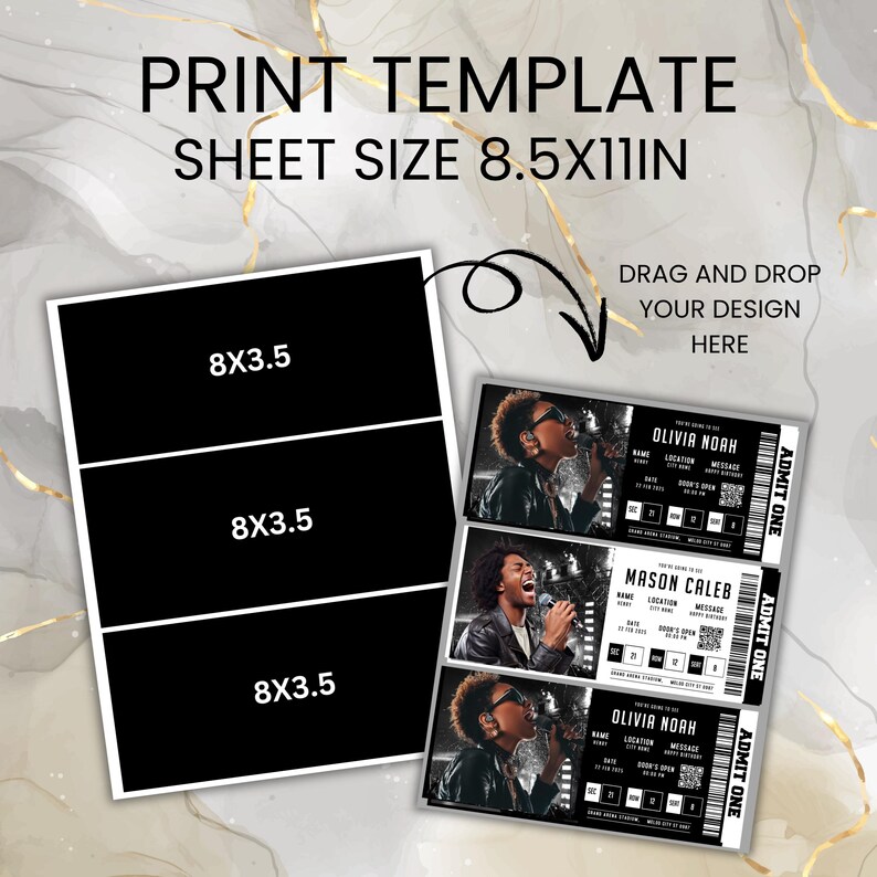 Editable Concert Ticket Template, DIY Event Ticket, Surprise Gift ...
