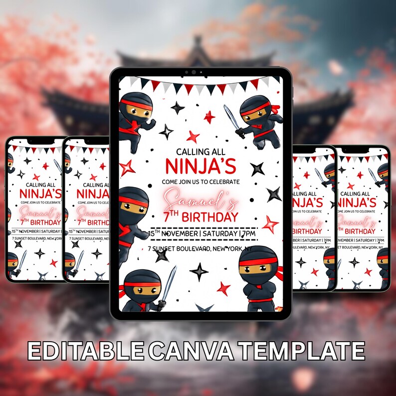 Editable Ninja Birthday Invitation, Printable Warrior Birthday ...