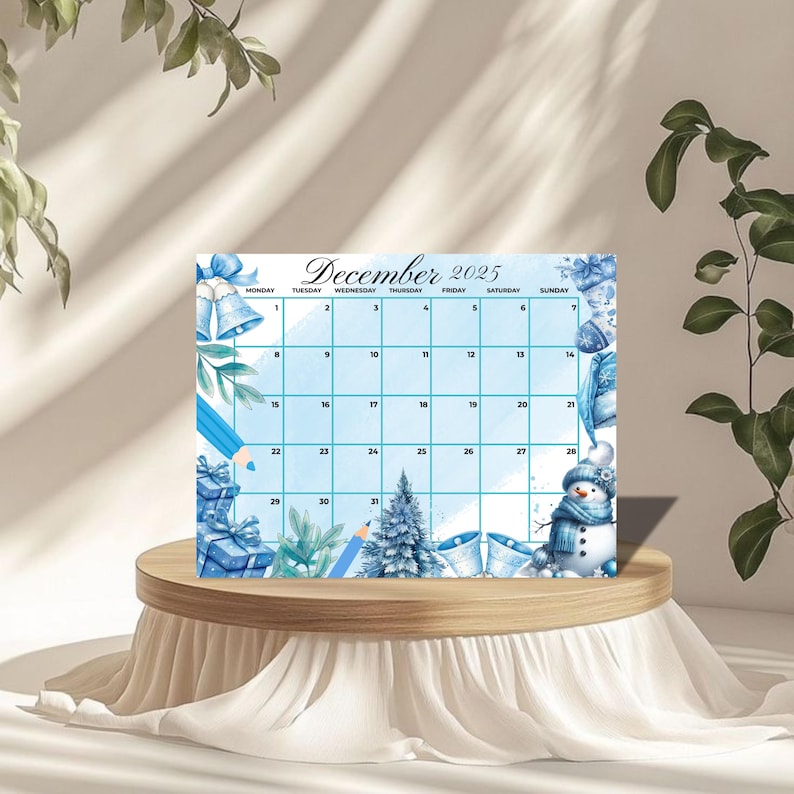 Editable December 2025 Calendar, Christmas Theme Calendar, Classroom ...
