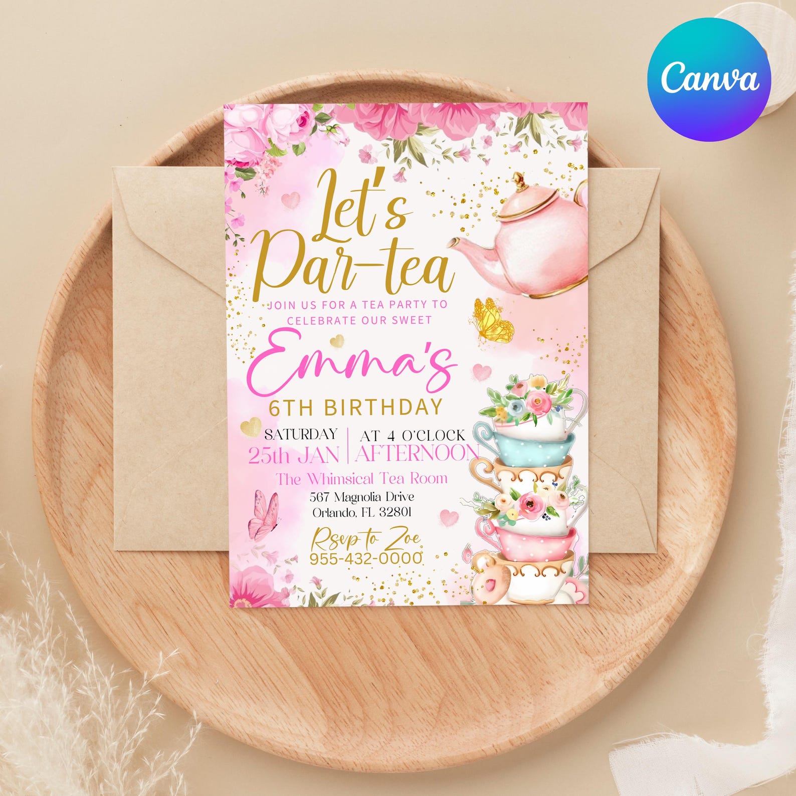 Tea Party Birthday Invitation, Tea Birthday Brunch Invite, Par-tea ...