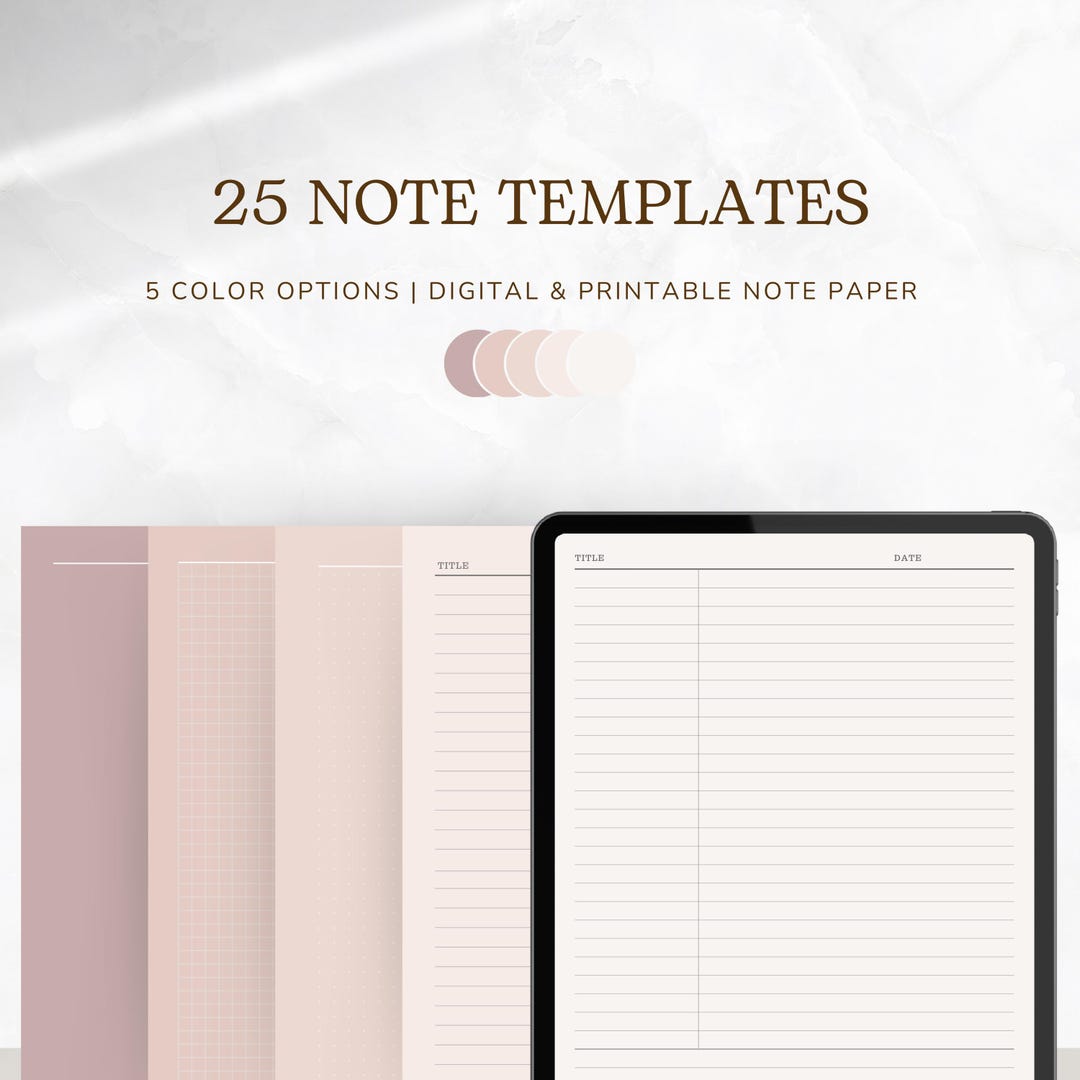 Digital Notebook Paper | Note Taking Templates |pink Digital Pages ...