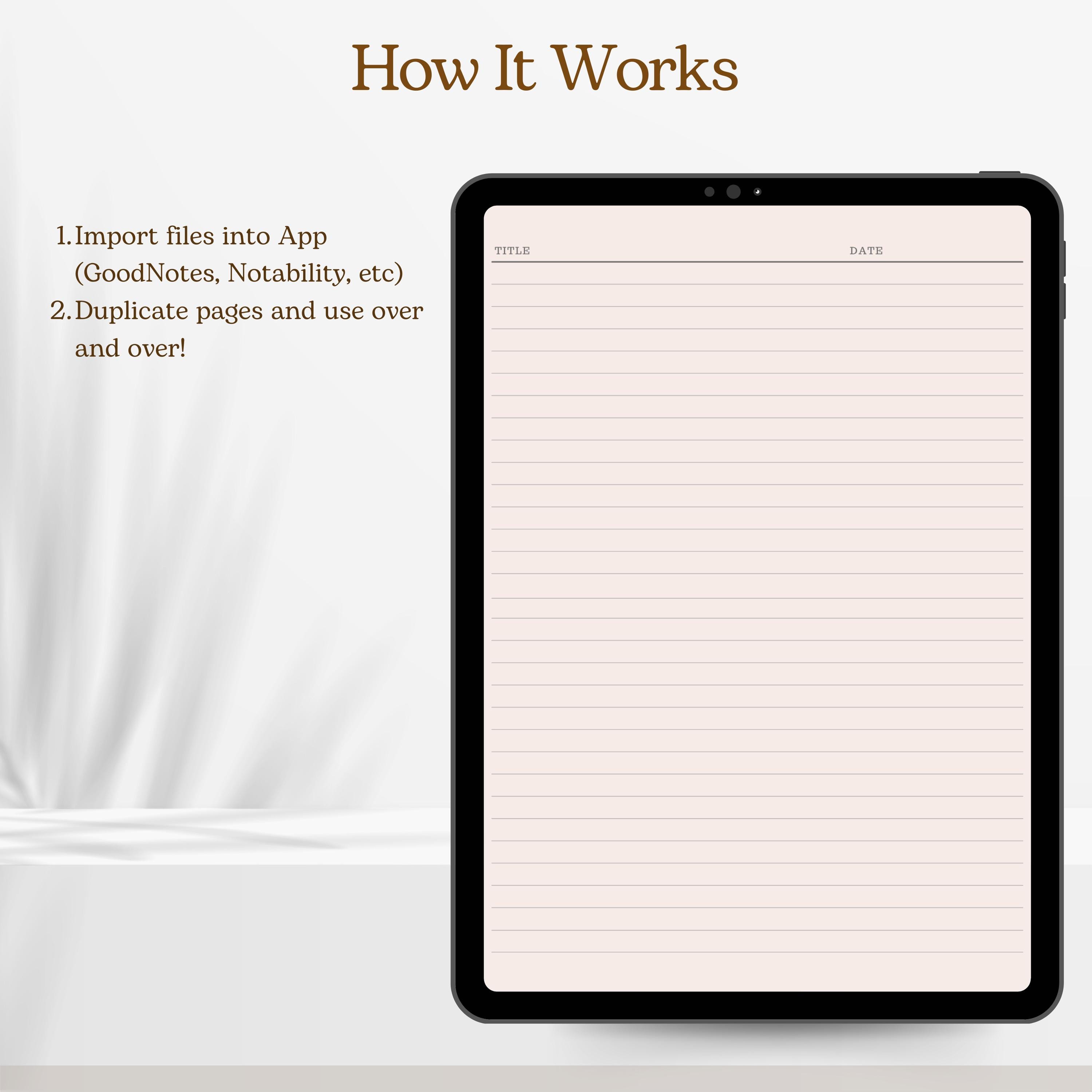 Digital Notebook Paper | Note Taking Templates |pink Digital Pages ...