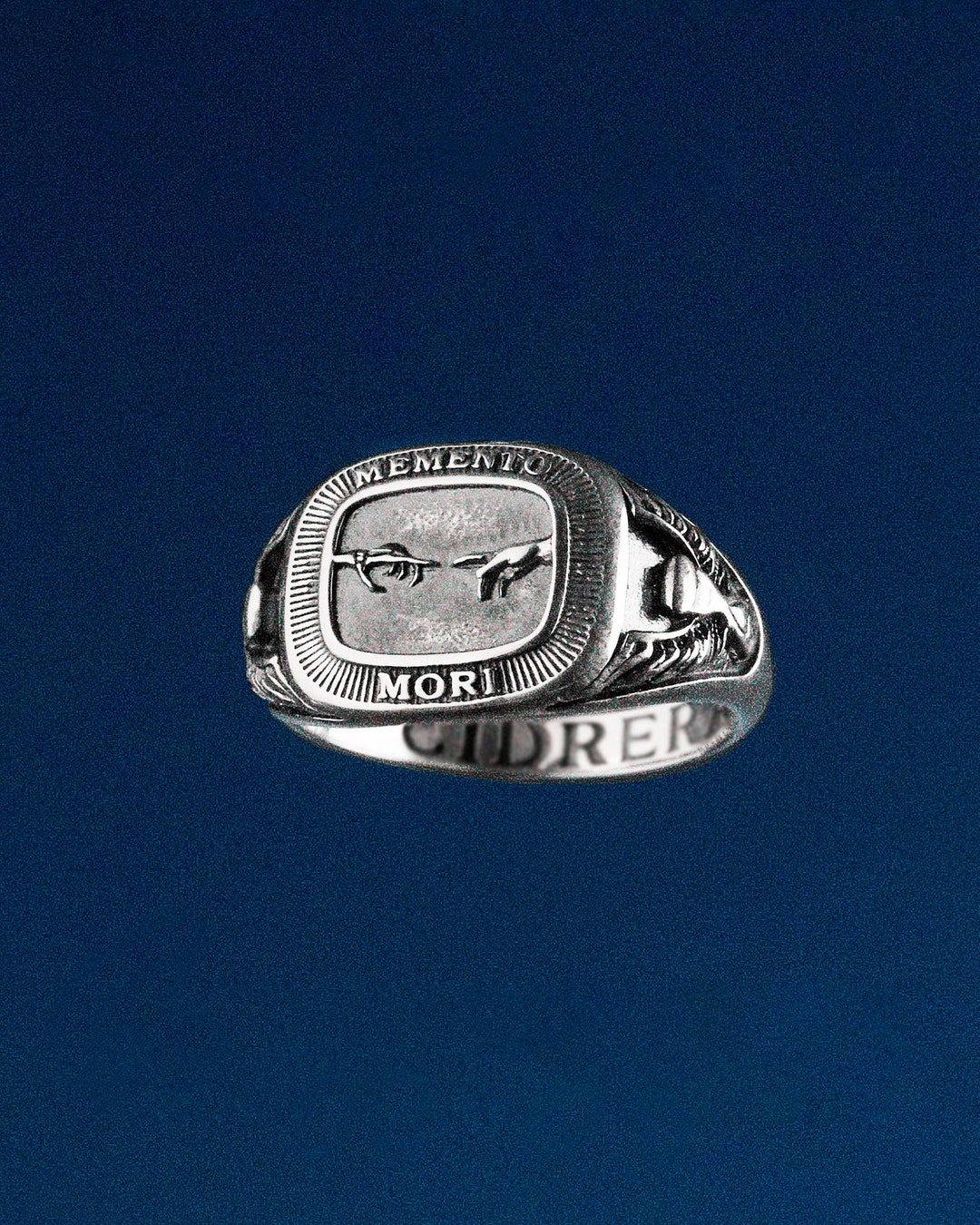 Memento Mori Signet Ring With Creation of Adam Hands, 925 Sterling Silver Hand Stamped, Live ...