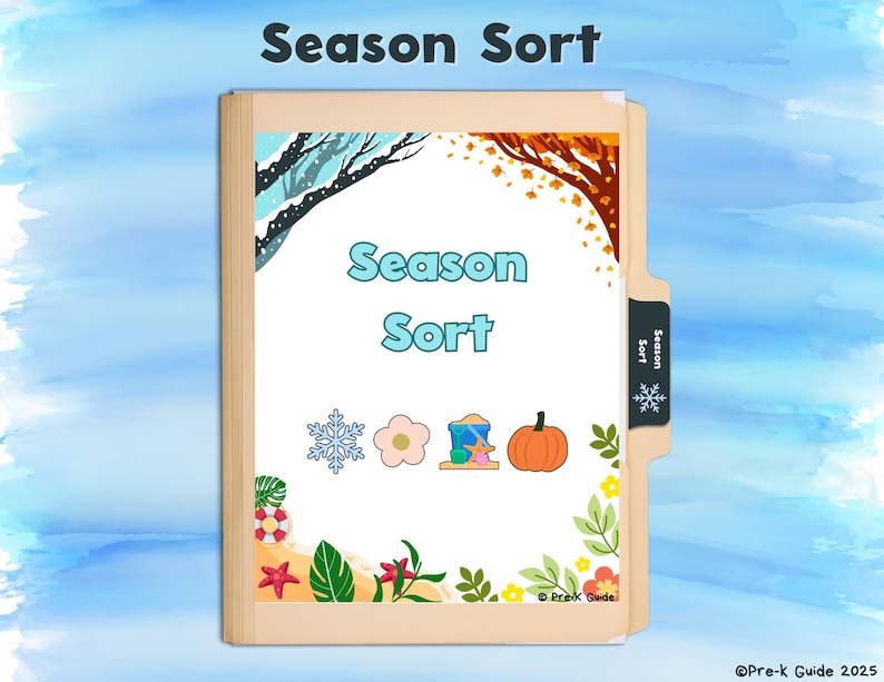 Pre-k Season Sorting File Folder Game: Visual Learning (digital ...