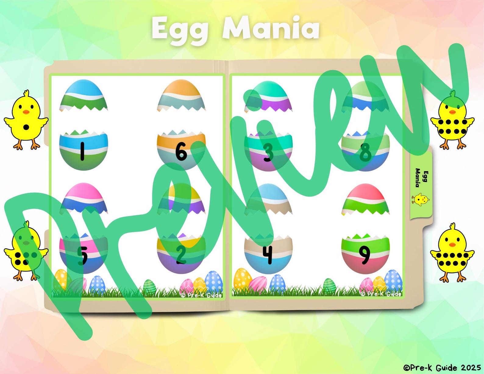 Pre-k Counting File Folder Game Eggs Numbers Pre-k Number Recognition ...