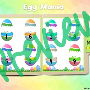 Pre-k Counting File Folder Game Eggs Numbers Pre-k Number Recognition ...