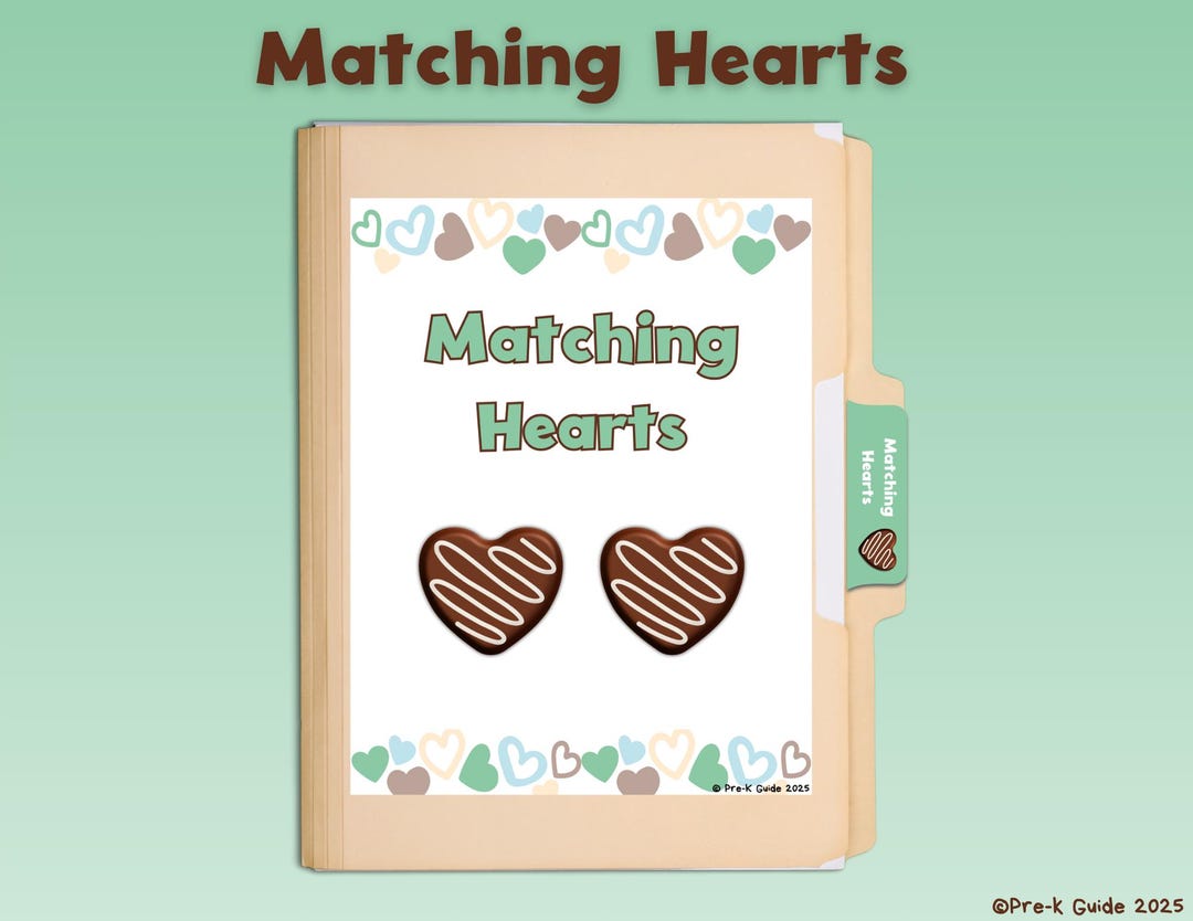 Pre-k Matching Hearts File Folder Game: Visual Discrimination - Etsy