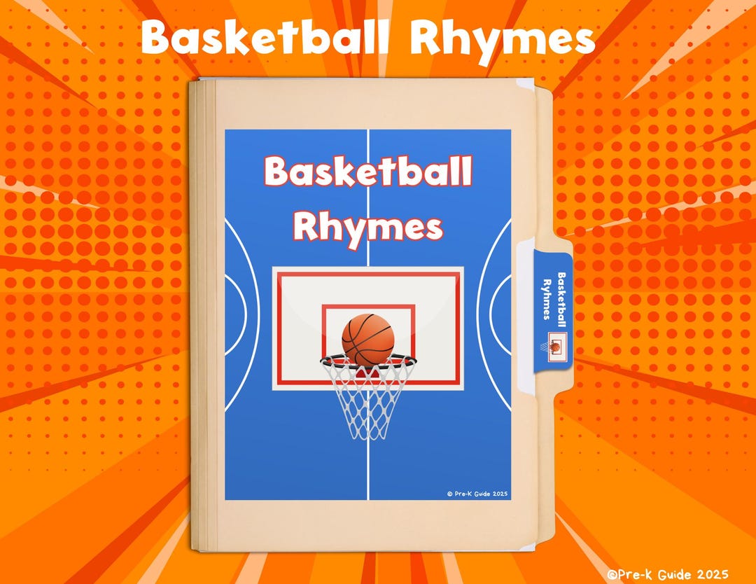 Pre-k Rhyming File Folder Game Basketball Rhyming Words Pre-k Class Pre ...