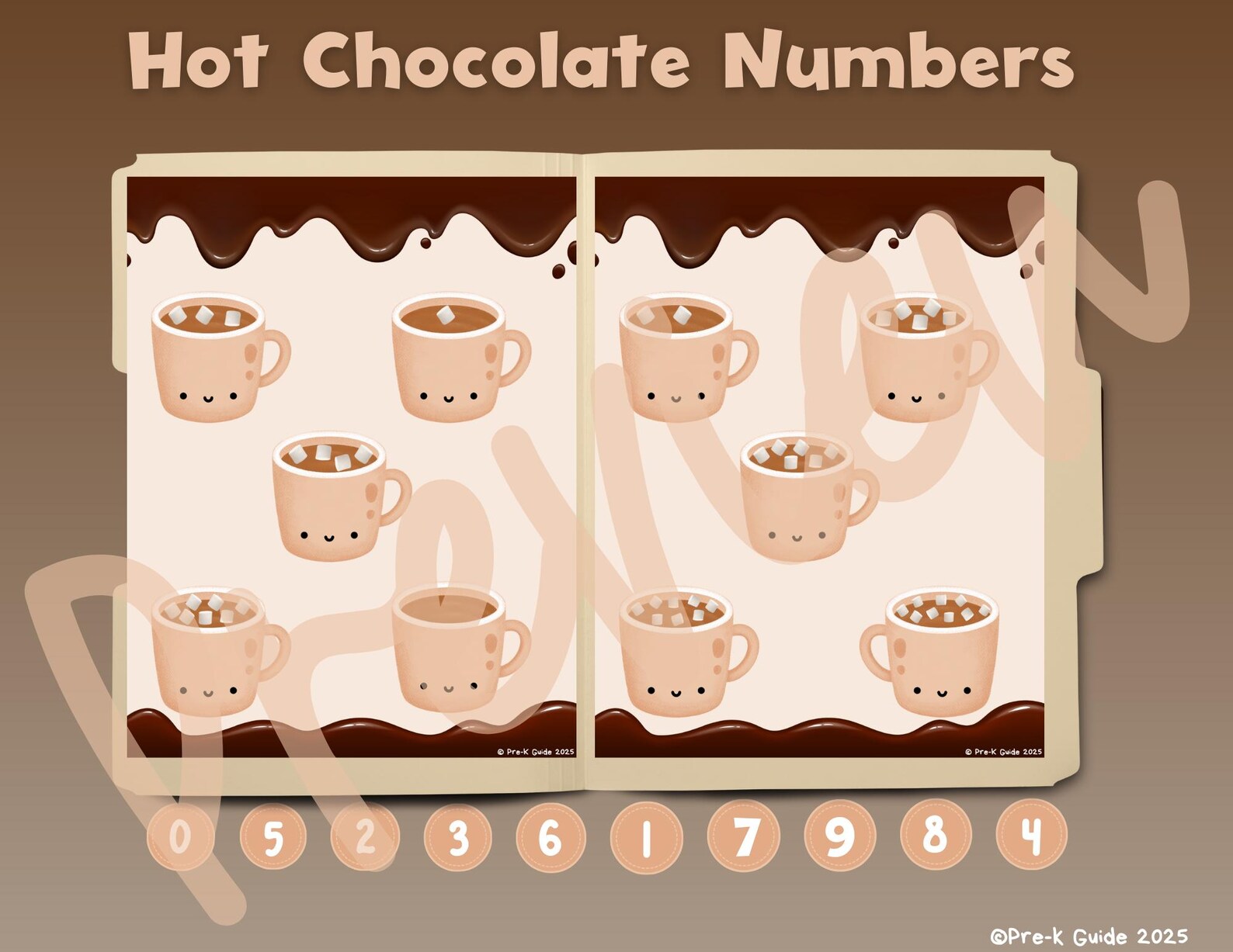 Pre-k Counting File Folder Game Hot Chocolate Numbers Pre-k Number ...