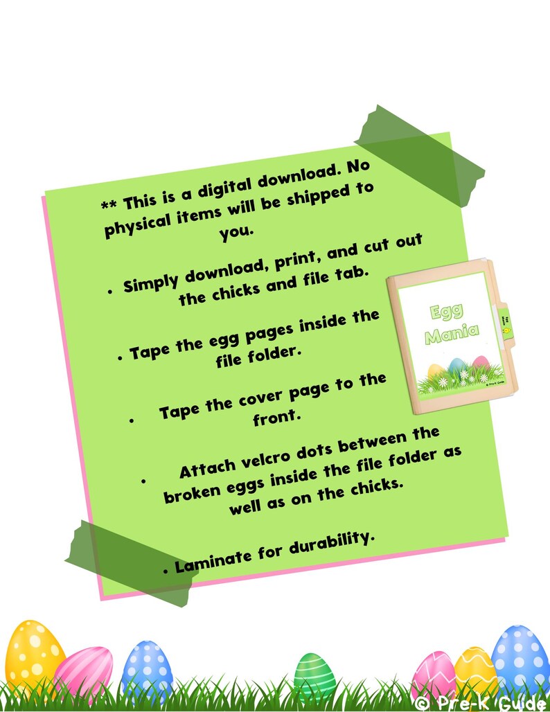 Pre-k Counting File Folder Game Eggs Numbers Pre-k Number Recognition ...