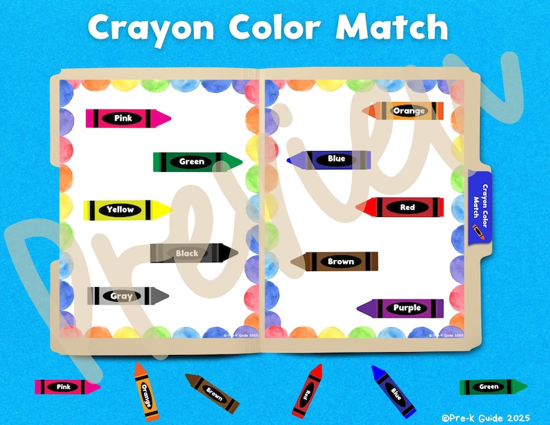 Pre-k Colors File Folder Game Crayons Colors Pre-k Color Recognition ...
