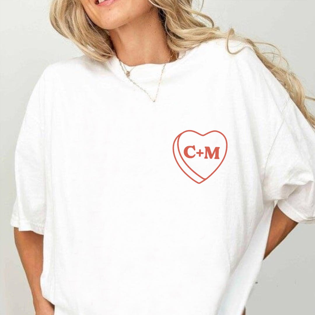 Personalized Candy Heart Initials Valentines Day Shirt Comfort Colors ...