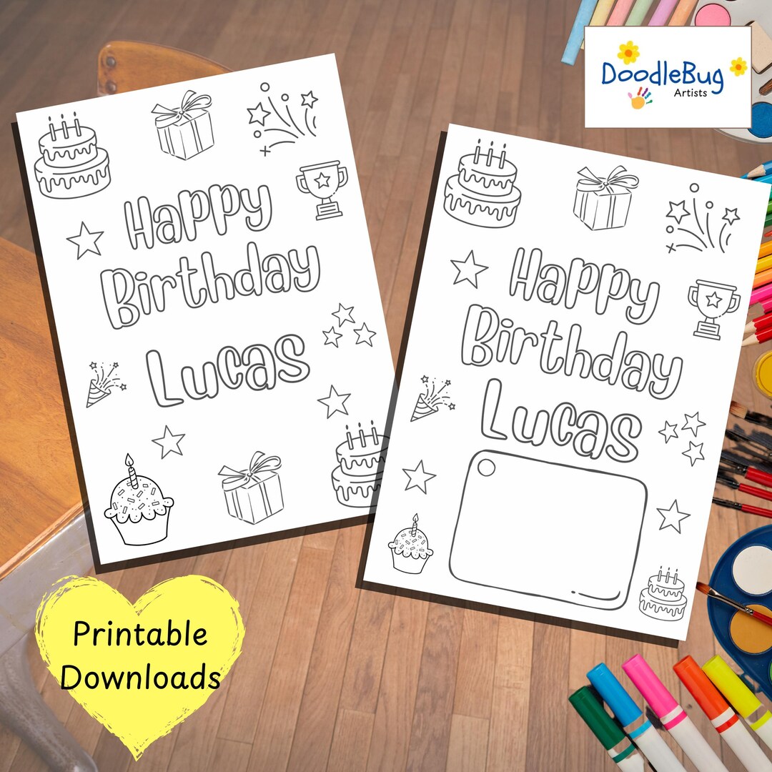 Happy Birthday LUCAS Printable Personalised Custom Hand Made Coloring ...