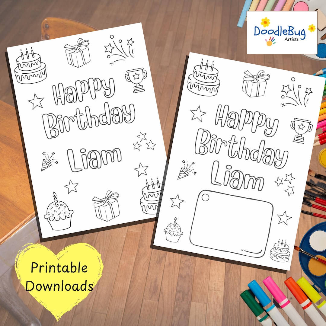 Happy Birthday LIAM Printable Personalised Custom Hand Made Coloring ...