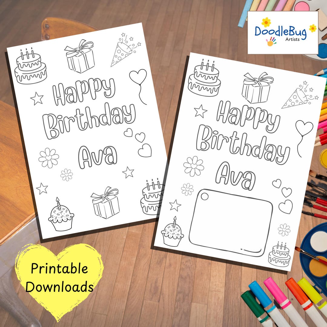 Happy Birthday AVA Printable Personalised Custom Hand Made Coloring ...