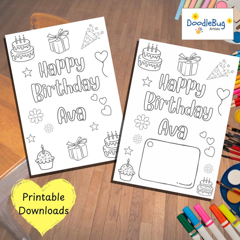 Happy Birthday AVA Printable Personalised Custom Hand Made Coloring ...