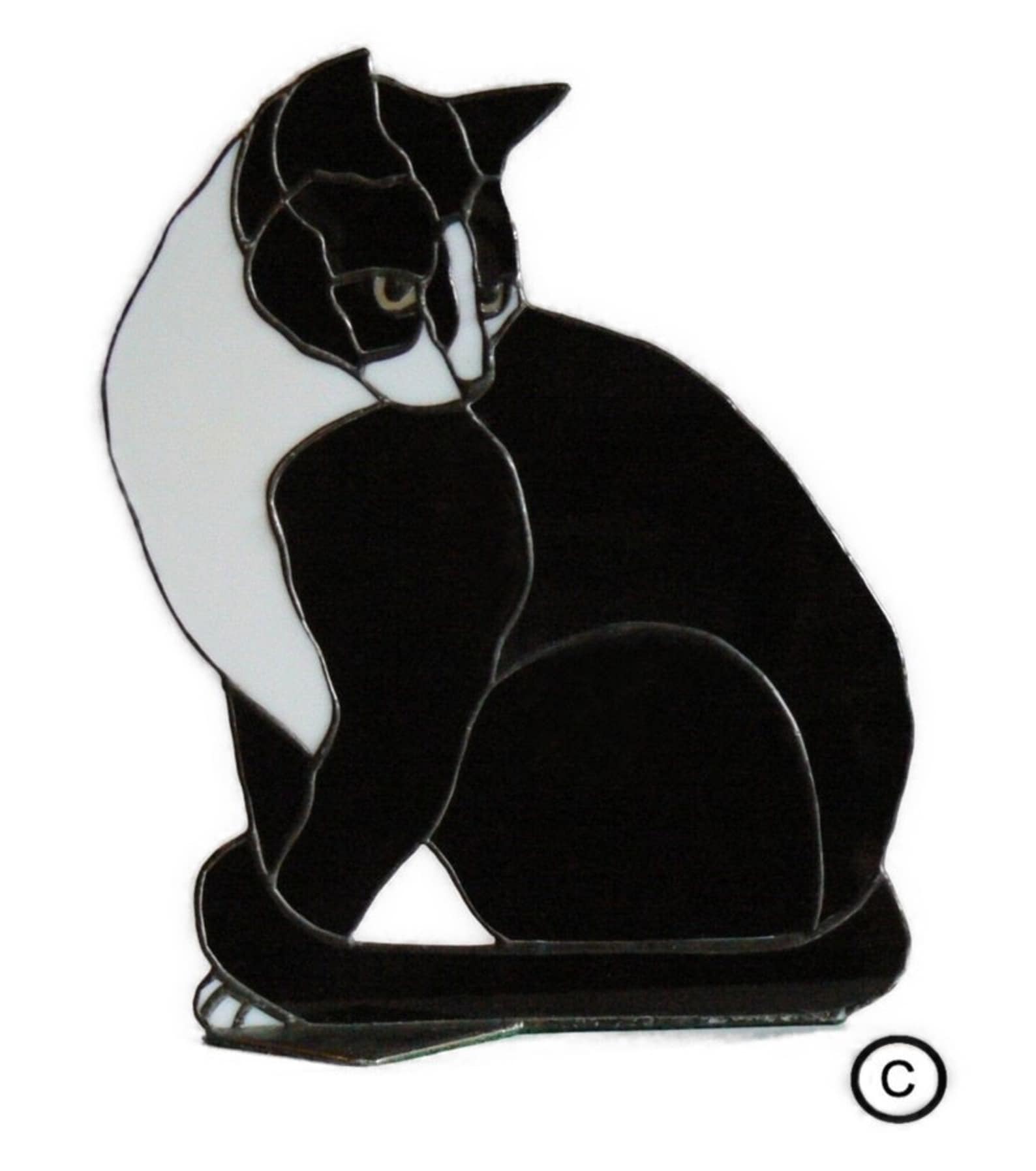 Butch - Stained Glass Black and White Cat - Etsy