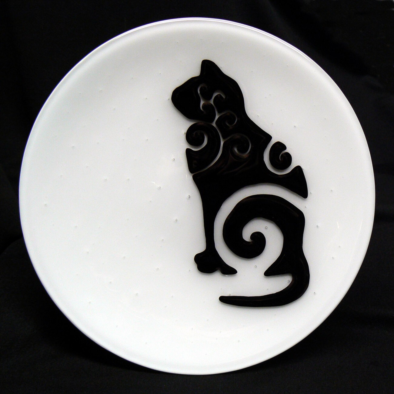 Fused Ornate Black Cat Plate - Etsy