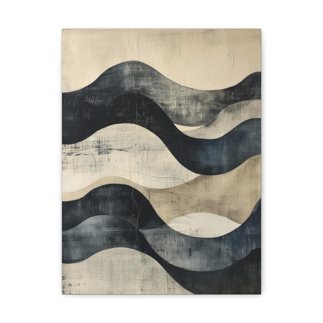 Canvas Art Print, Abstract Black and White, "wave of Unity", Living ...