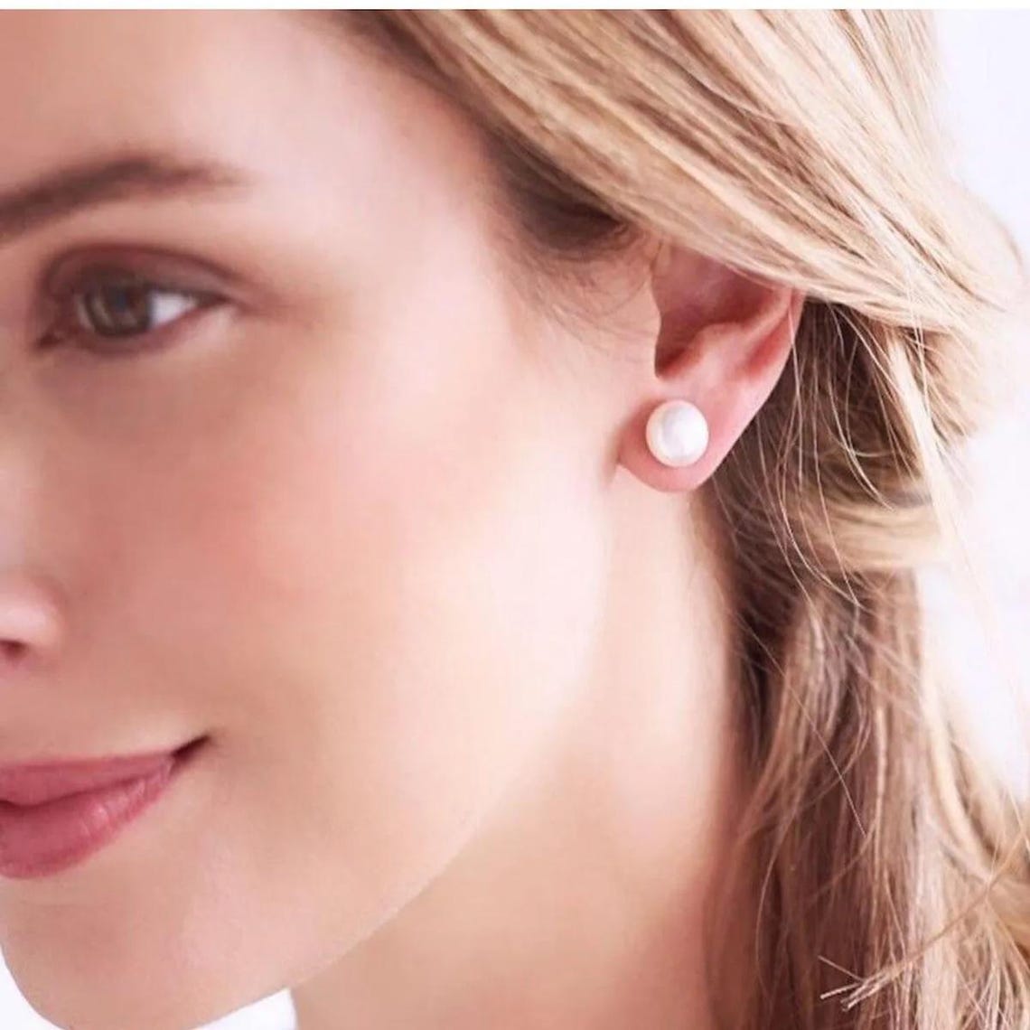 Gold Bar Majorica Pearl Earring: Hypoallergenic Steel Helix Conch Lobe ...