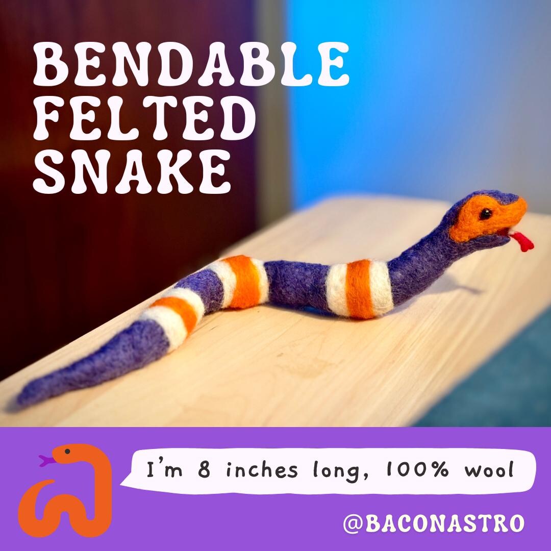 Needle-felted Wool Snake | Posable Miniature Animal Figurine - Etsy