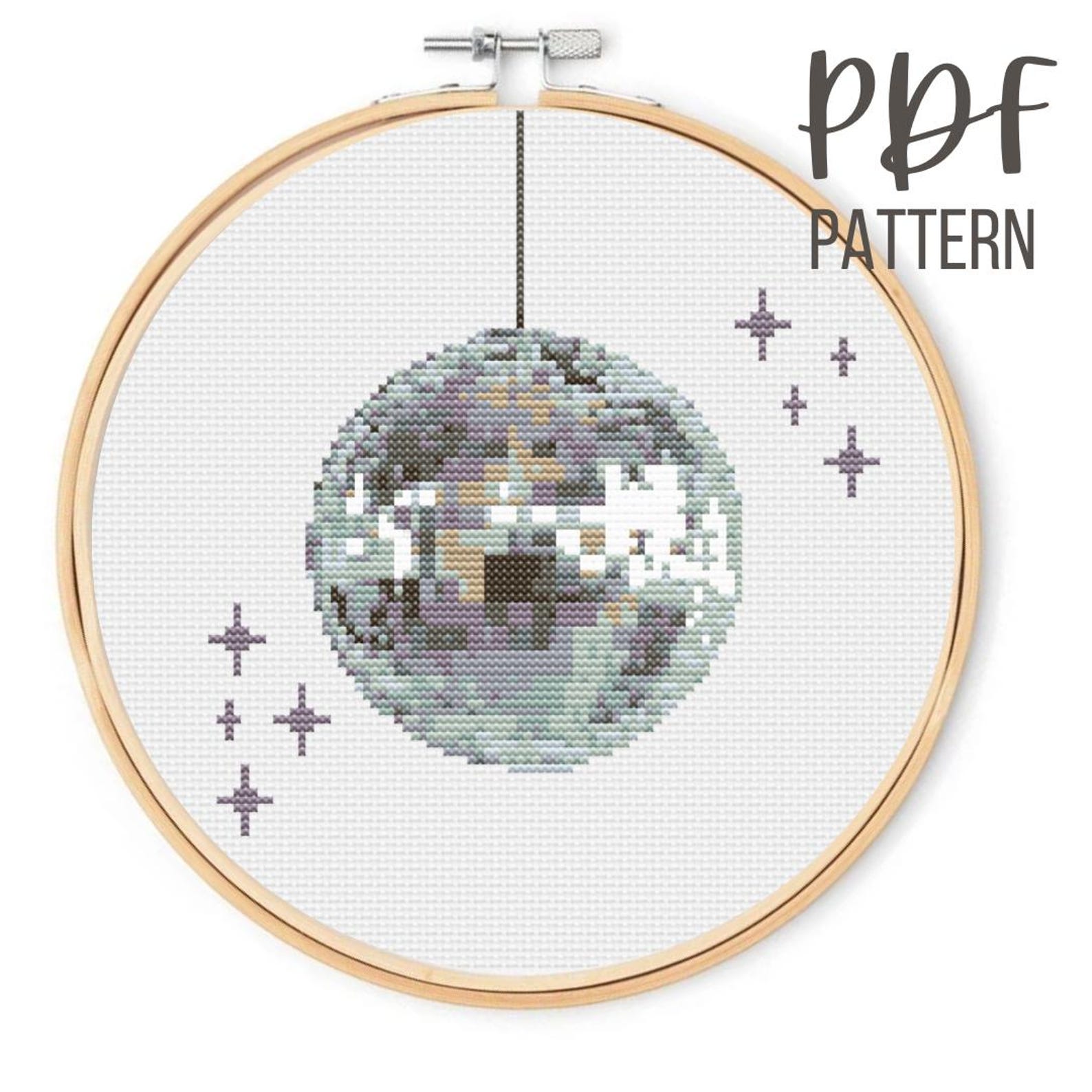 Mirrorball Cross Stitch Pattern – Retro PDF Embroidery Design - Etsy