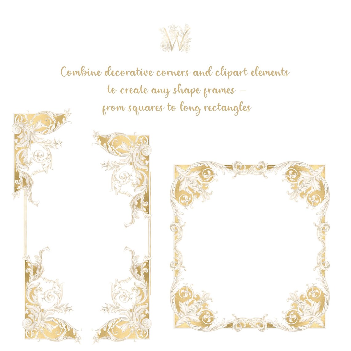 Old Money Wedding Frame Clipart | Vintage Gold Ornamental Borders ...