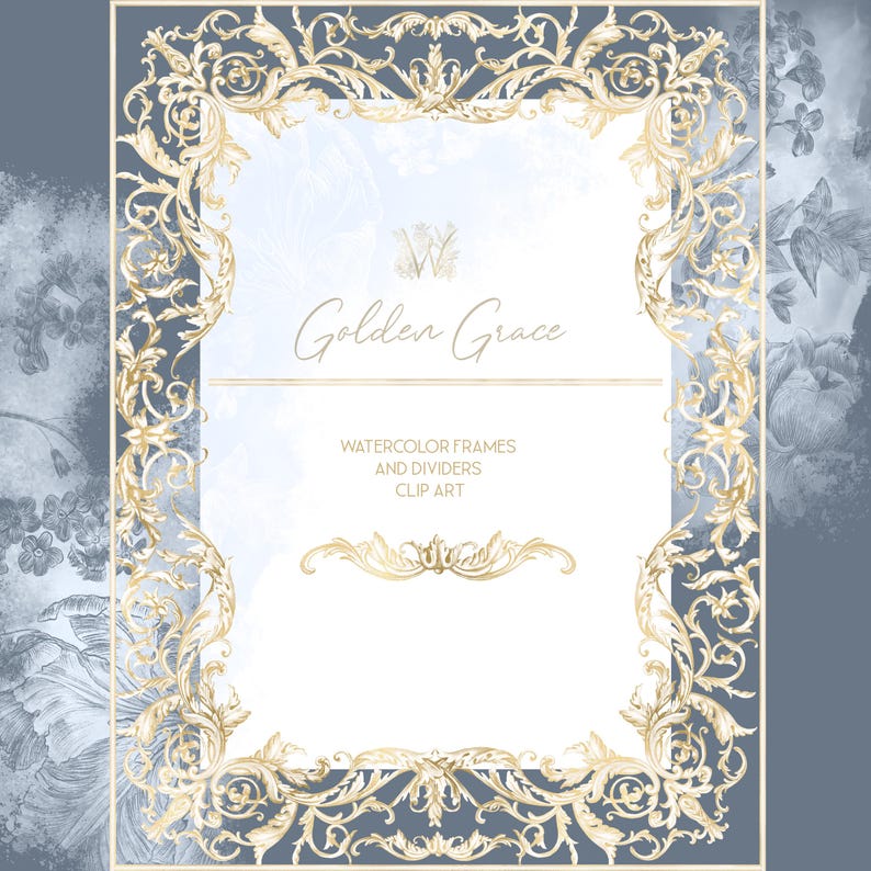 Gold Baroque Frame Clipart Set, Golden Rococo Borders, Text Dividers ...