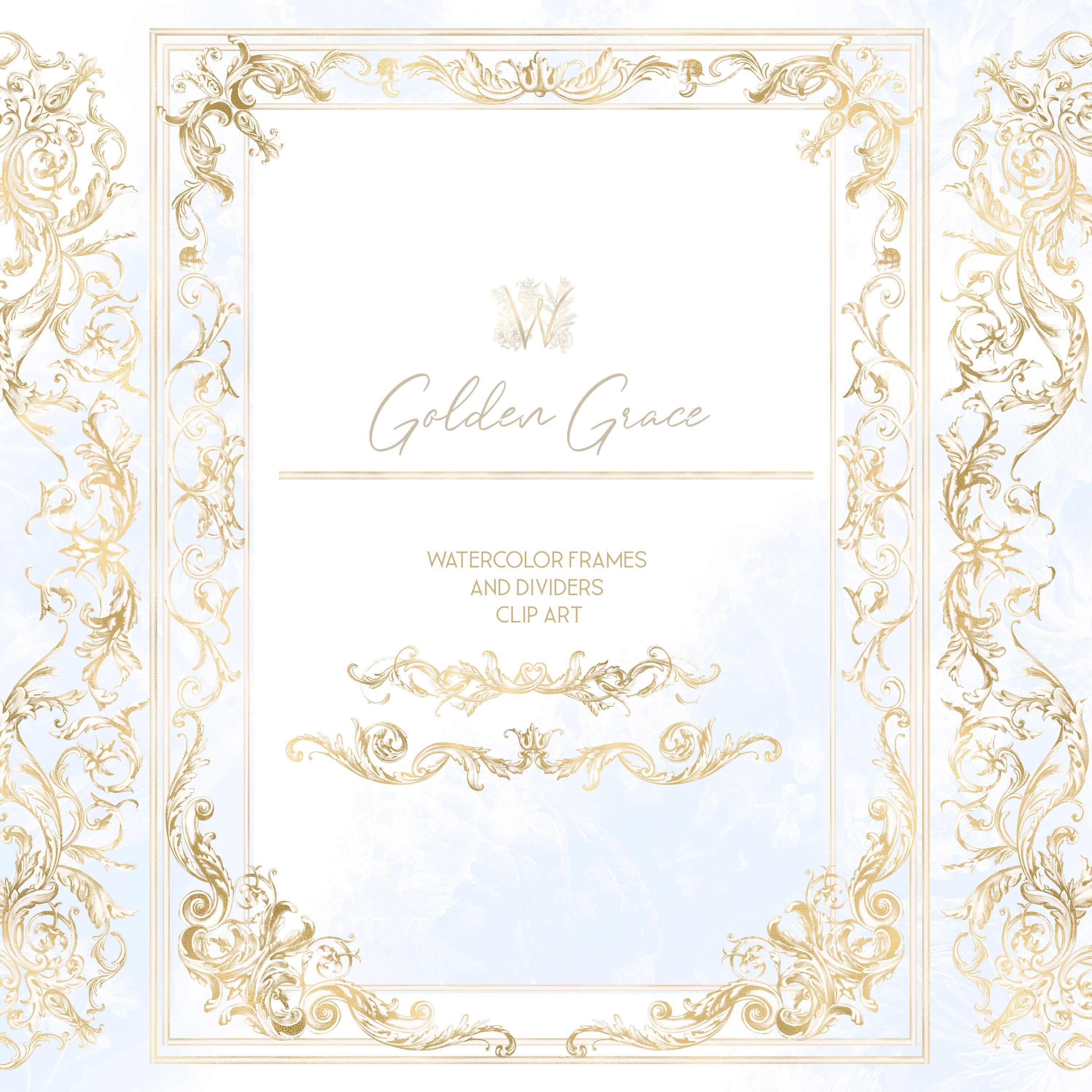 Gold Baroque Frame Clipart Set, Golden Rococo Borders, Text Dividers ...