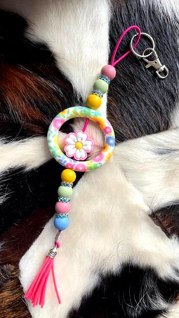 Boho Beaded Keychain With Leather Tassel: Southwestern Purse Charm - Etsy