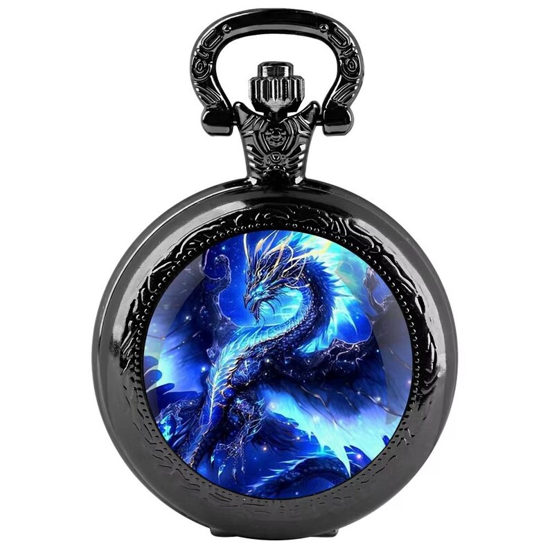 Vintage Giant Blue Dragon Pocket Watch Quartz for Women Men Unique ...