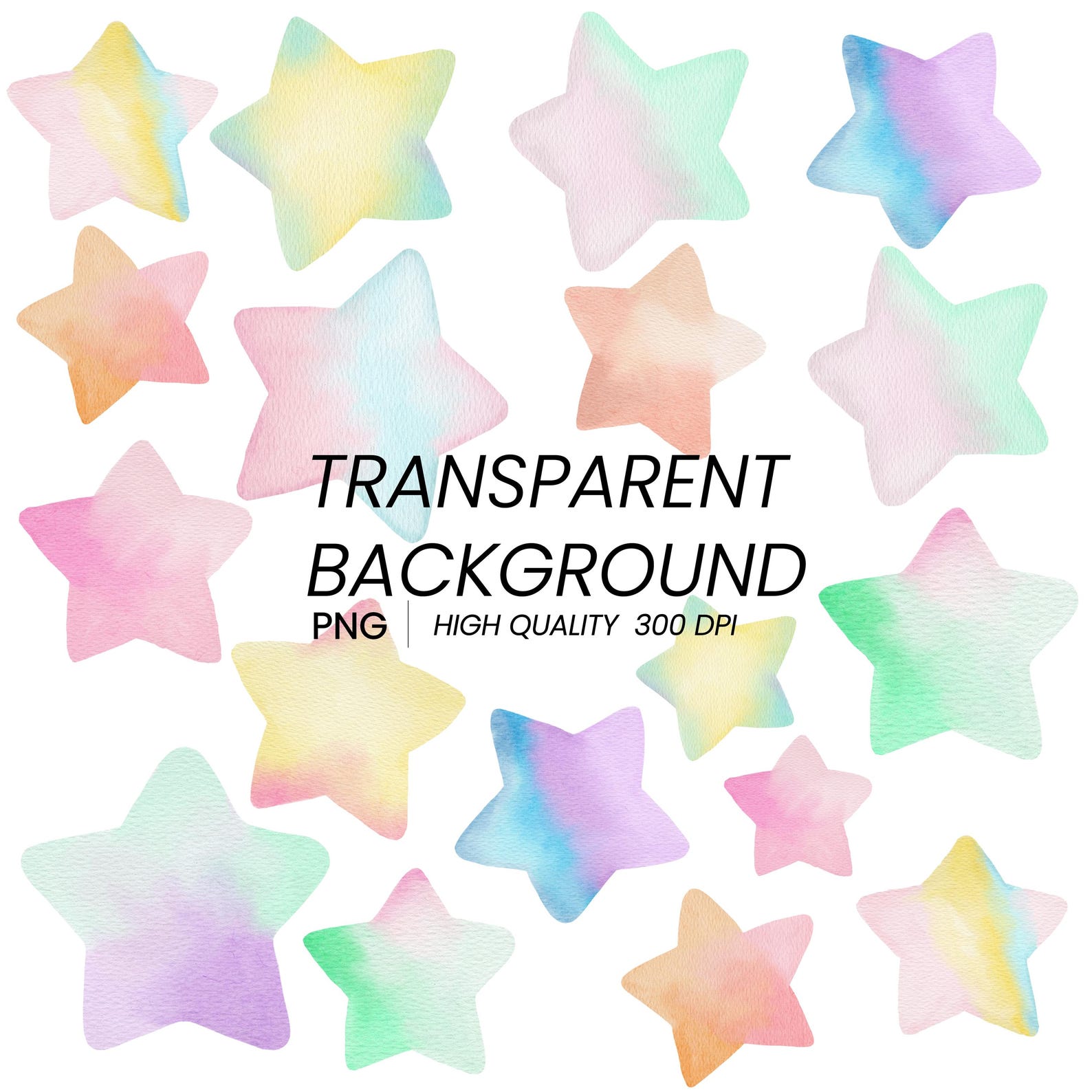 Watercolor Stars Clipart: Hand-painted Nursery Graphics (digital ...