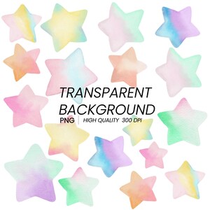 Watercolor Stars Clipart: Hand-painted Nursery Graphics (digital ...
