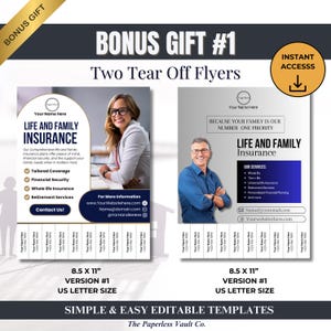 Editable Life Insurance Template Flyer Ad Life Insurance Agent Tear-off ...