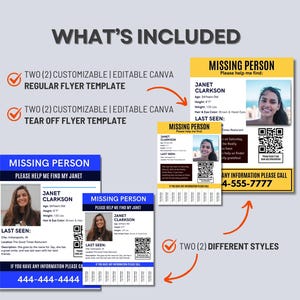 Missing Person Flyer Template: Editable Tear-off Design (canva & Word ...