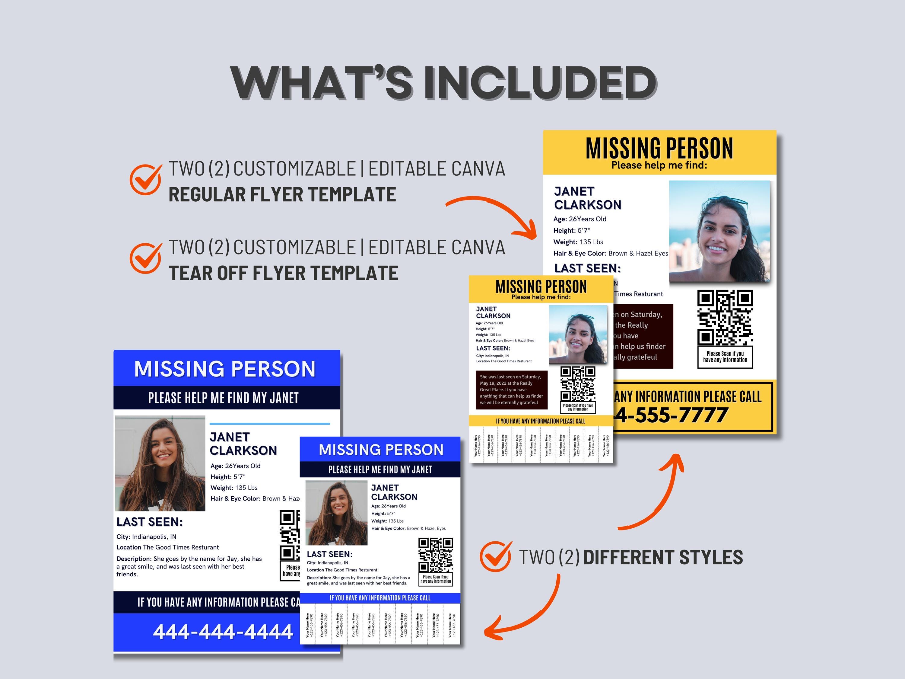 Missing Person Flyer Editable Template Missing Persons Tear off Flyer ...
