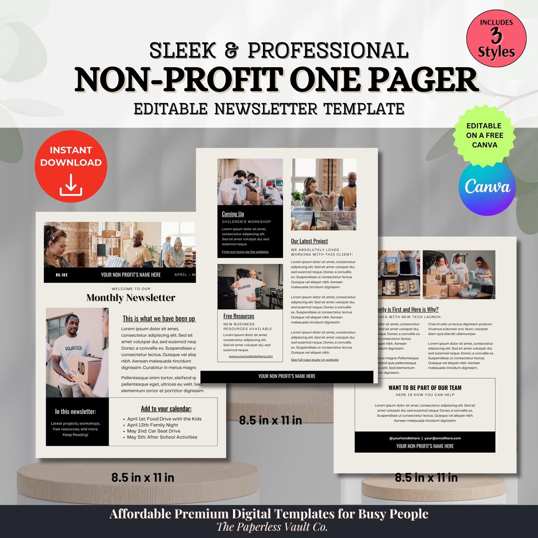 Sleek Nonprofit One-pager Digital Newsletter, Small Business Newsletter ...