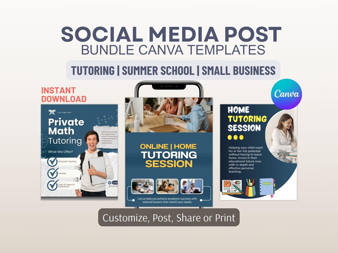 Social Media Tutor Templates Bundle Teacher Online Instagram Templates ...