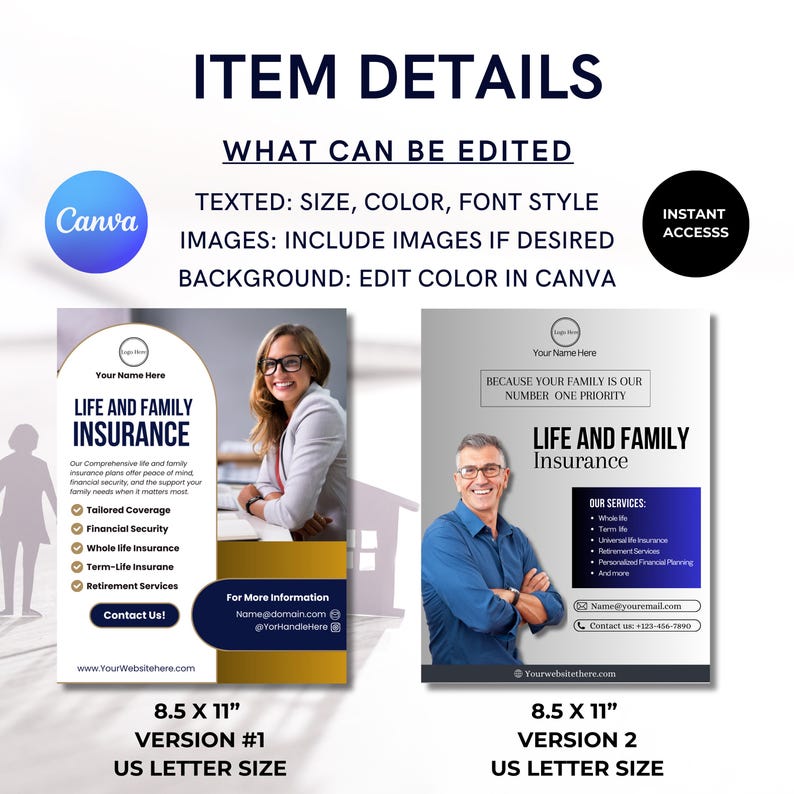 Editable Life Insurance Template Flyer Ad Life Insurance Agent Tear-off ...