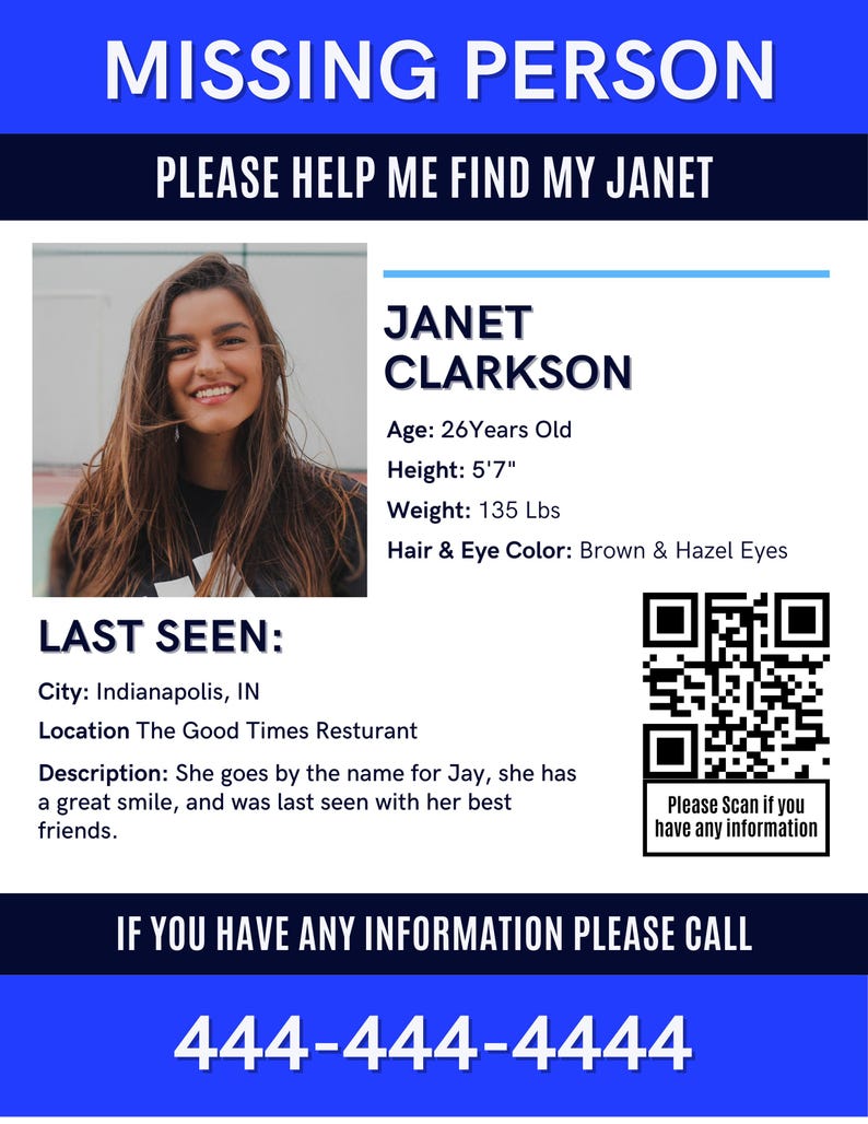 Missing Person Flyer Template: Editable Tear-off Design (canva & Word ...