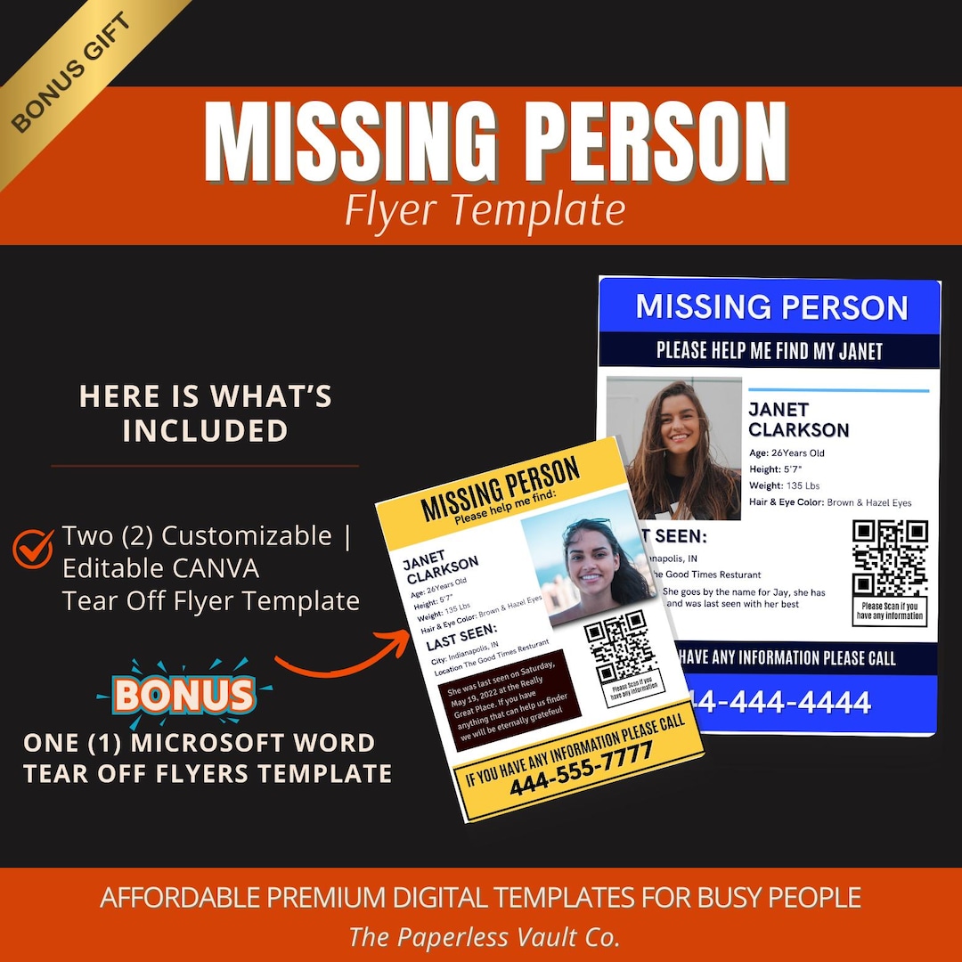 Editable Missing Person Flyer Template, Missing Persons Flyer, Missing ...
