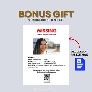Missing Person Flyer Template: Editable Tear-off Design (canva & Word ...